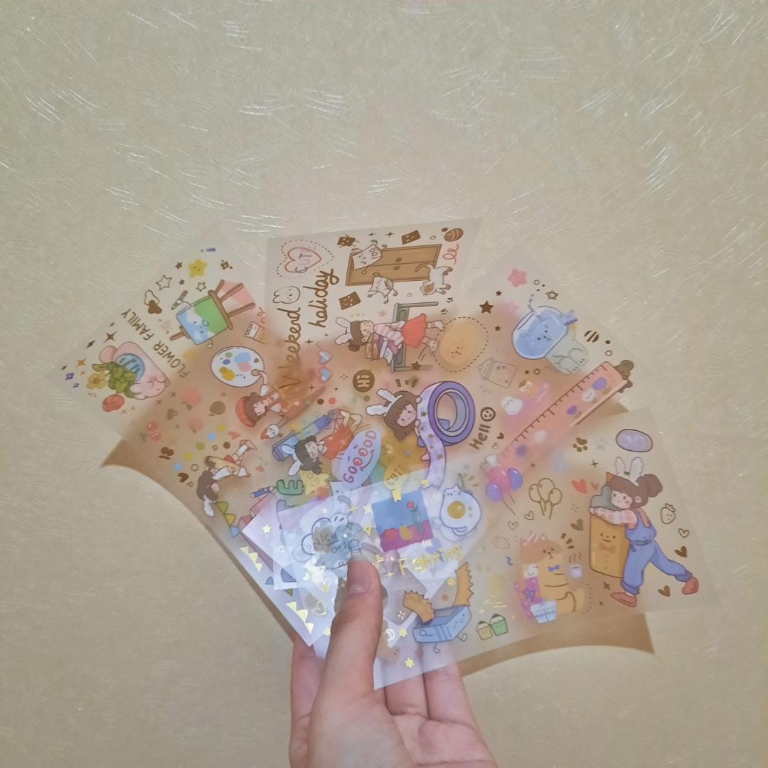 sticker aesthetic 1 set isi 4 lembar sticker / cute kawaii sticker ...