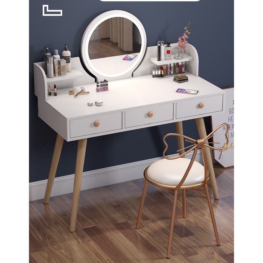 Nordic princess dressing table with LED light, Furniture & Home Living ...