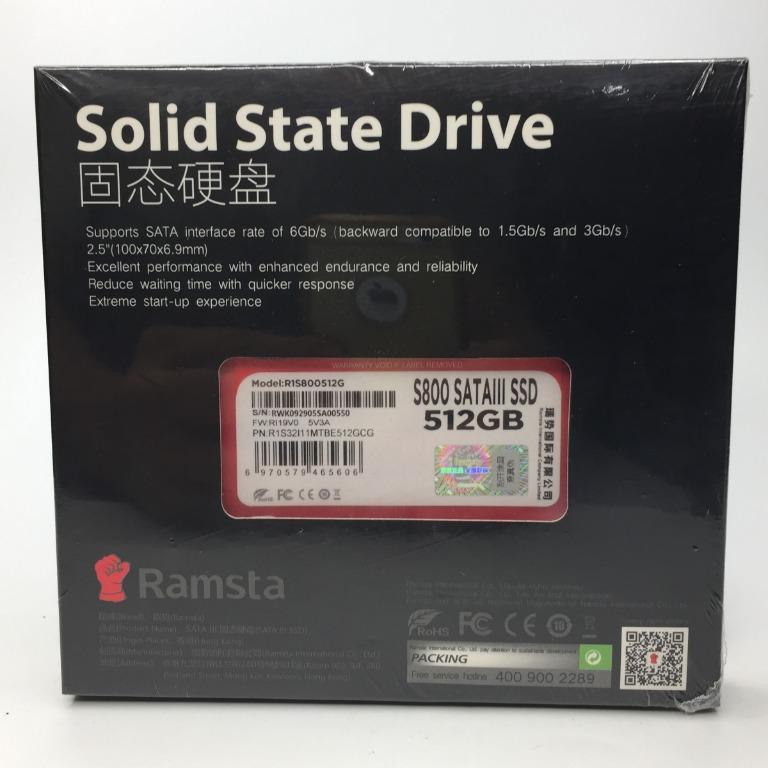 RAMSTA 512gb 2.5inc S800 SATA III SOLID STATE DRIVE (SSD ) For PC and ...