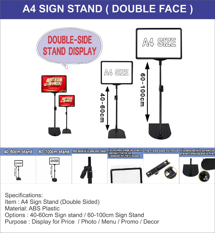 standee, parking SIGN, A4 standee, BANNER STAND and sintra stand