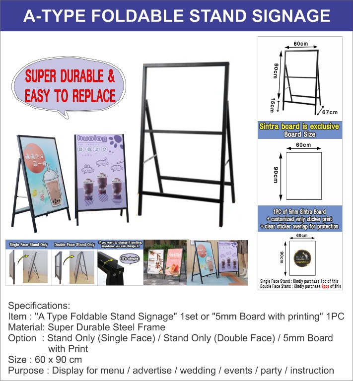 standee, parking SIGN, A4 standee, BANNER STAND and sintra stand