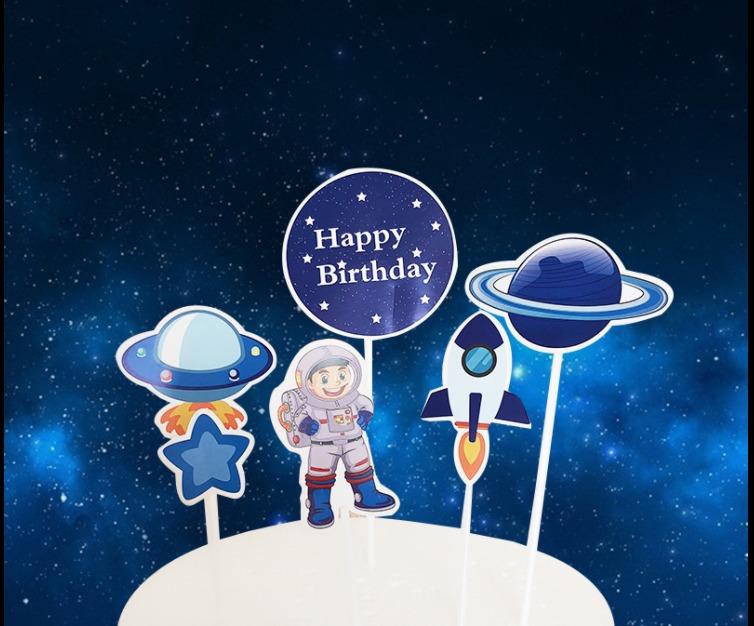 5 types of Multi-piece 2D Astronaut / Space Themed Happy Birthday Cake ...