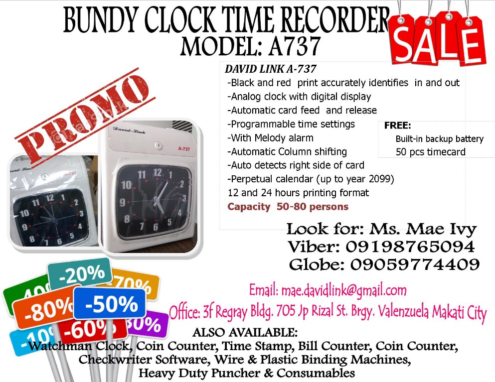 Bundy Clock Time Recorder with Free Time Card, Computers & Tech, Office ...
