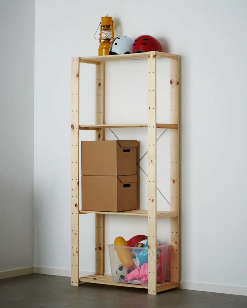 IKEA Wooden Shelf Shelves Rack Hejne, Furniture & Home Living ...