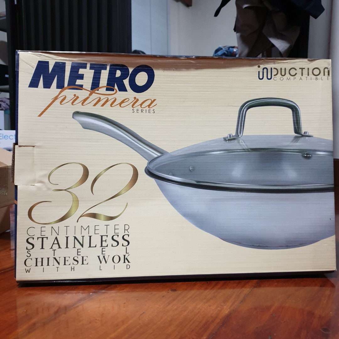 Metro Primera 32cm Stainless Chinese Wok, Furniture & Home Living ...