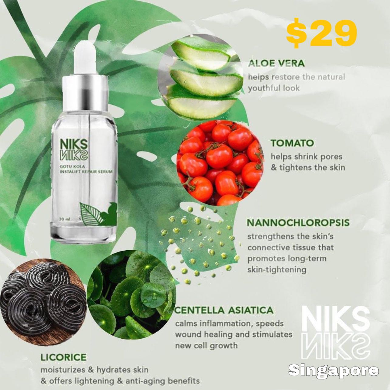 Niks Skin Gotu Kola Insta Lift Repair Serum, Beauty & Personal Care ...