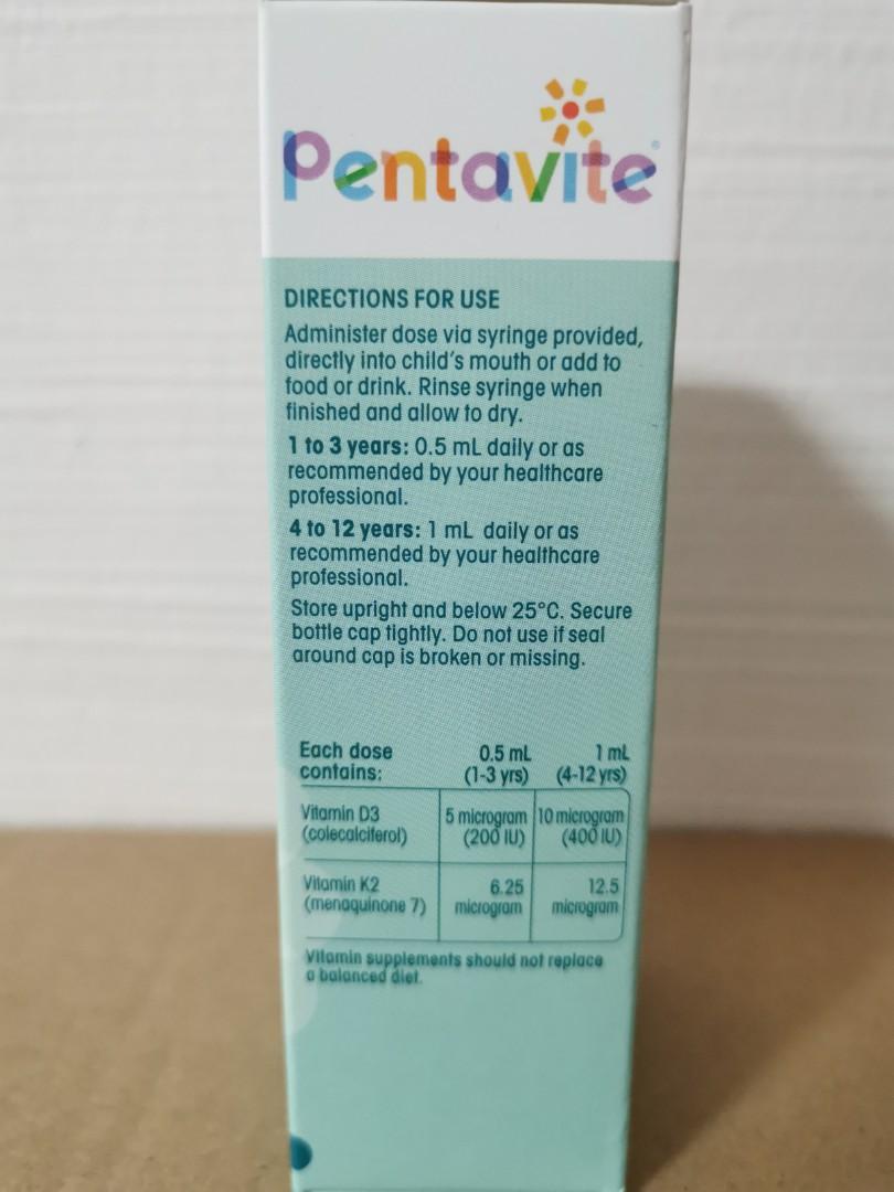 Pentavite Vitamin D3 & K2 for kids (expiry January 2022), Babies & Kids ...