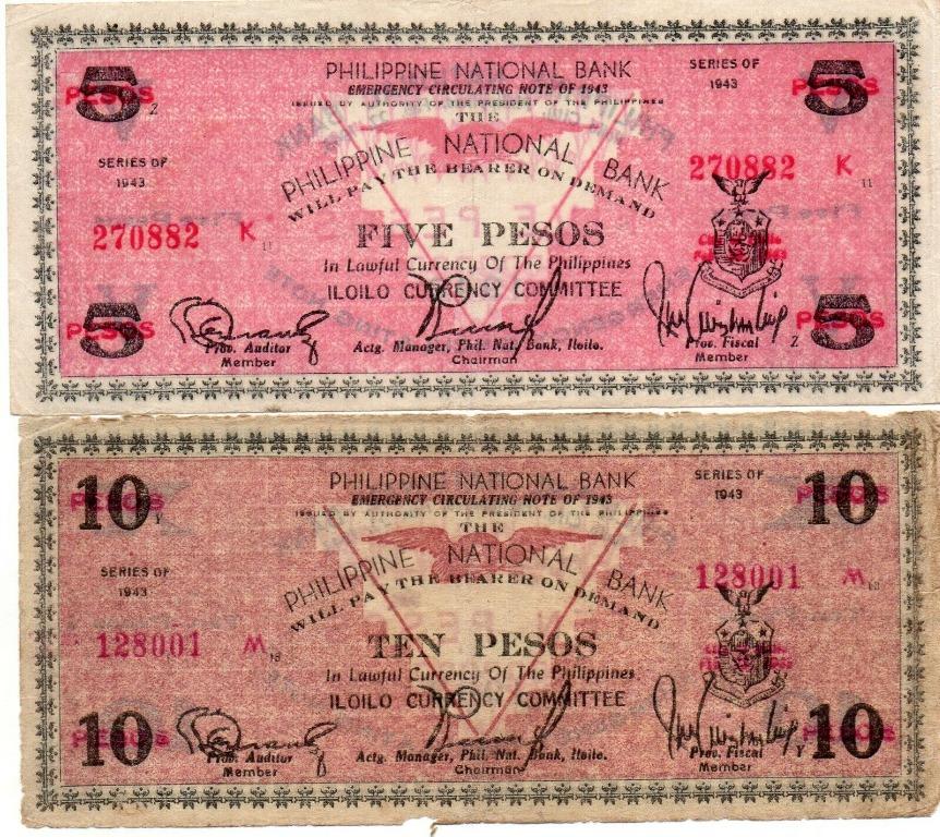 PHILIPPINE Guerrilla Money National Bank ILOILO Banknotes Collection ...