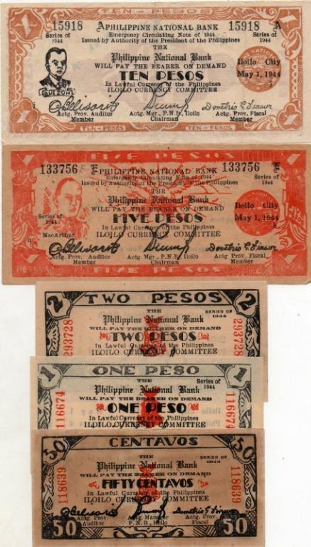 PHILIPPINE Guerrilla Money National Bank ILOILO Banknotes Collection ...