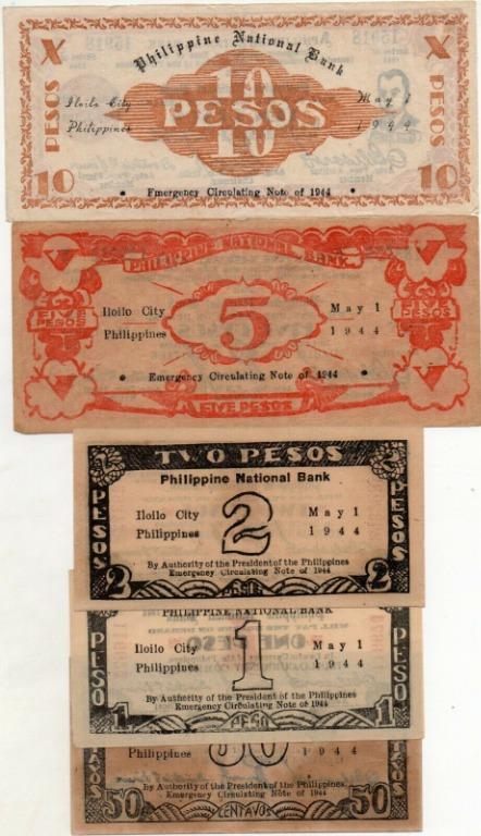 PHILIPPINE Guerrilla Money National Bank ILOILO Banknotes Collection ...