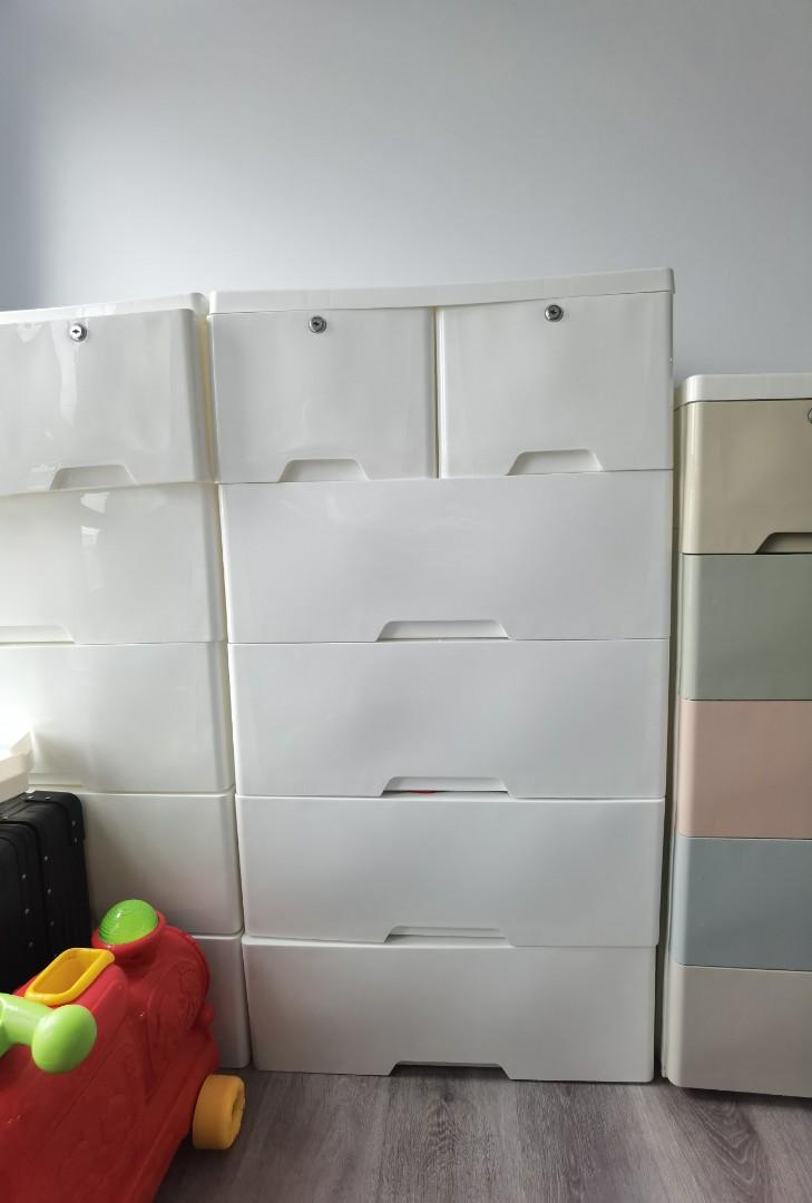 Pvc/plastic chest drawers with locks, Furniture & Home Living ...