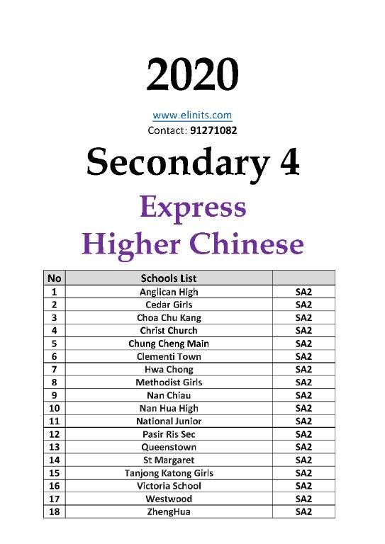 Secondary 4 Higher Chinese exam paper soft copy 2020, Hobbies & Toys ...