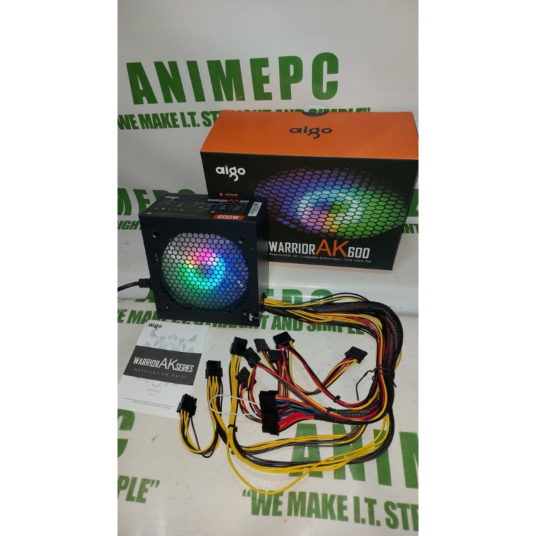 AIGO VR600 Warrior AK600 ATX PSU Active PFC RGB Power Supply, Computers & Tech, Parts ...