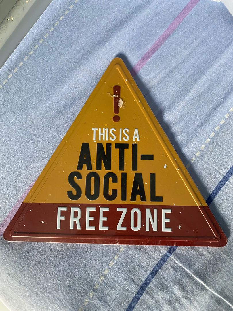 Anti-social FREE ZONE hang sign, Hobbies & Toys, Stationery & Craft ...