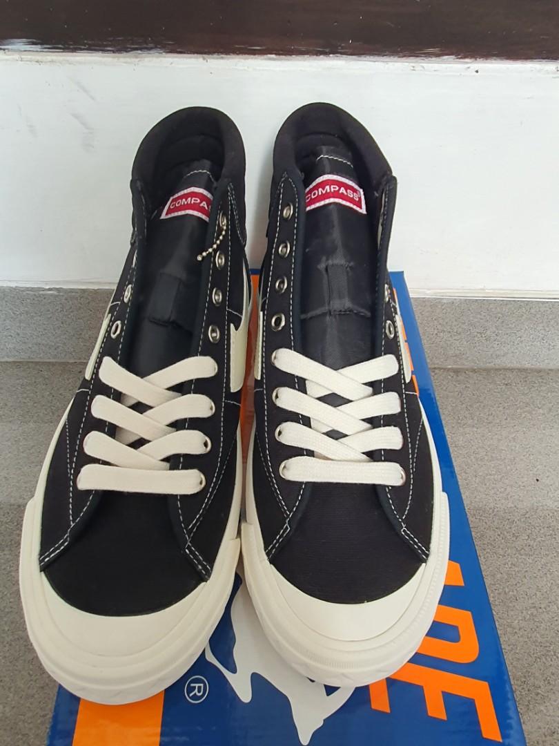 Sepatu Compass Retrograde High Black White, Fesyen Pria, Sepatu ...