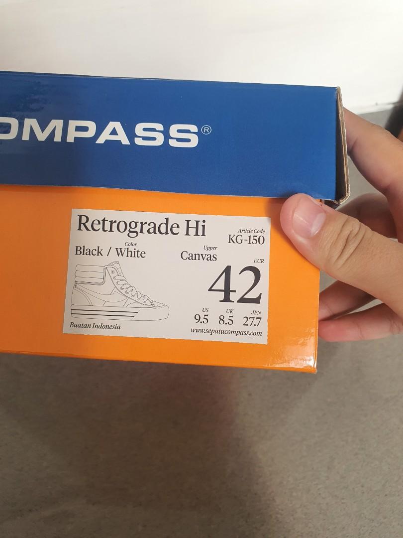 Sepatu Compass Retrograde High Black White, Fesyen Pria, Sepatu ...