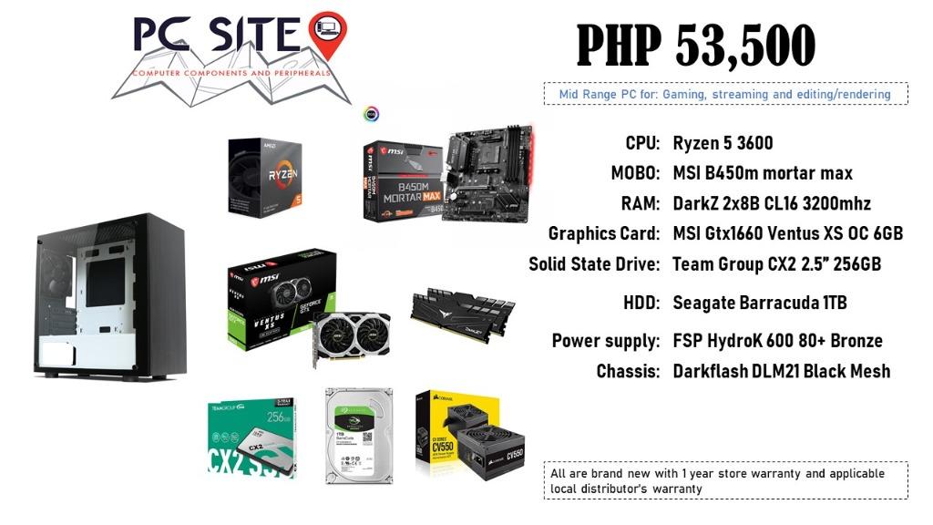 Mid Range Gaming PC (Ryzen 5 3600 + MSI 1600 OC), Computers & Tech ...
