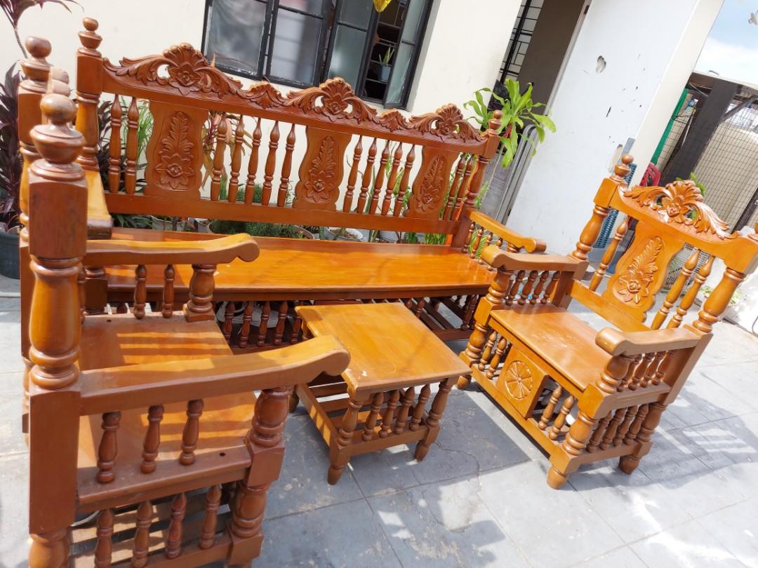 Solid narra sofa set, Furniture & Home Living, Furniture, Sofas on ...