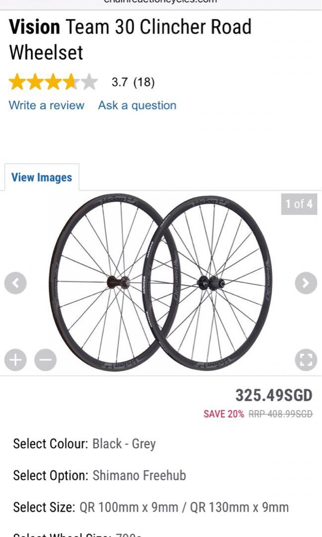 Vision Team 30 Clincher Wheelset (Shimano freehub), Sports Equipment ...
