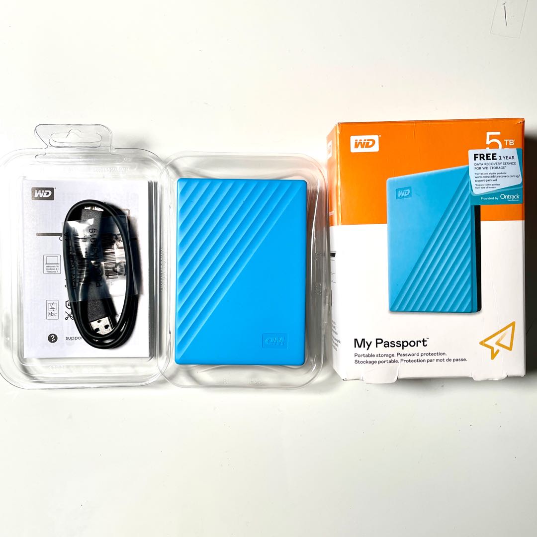 Western Digital Portable External Hard Drive, Blue, 5TB HDD, Computers ...