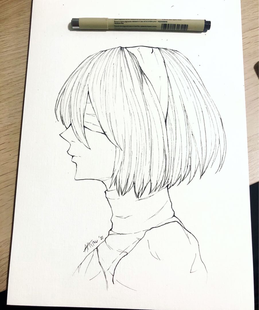 2B Line Art [Original Sketch] by Me, Hobbies & Toys, Stationery & Craft ...