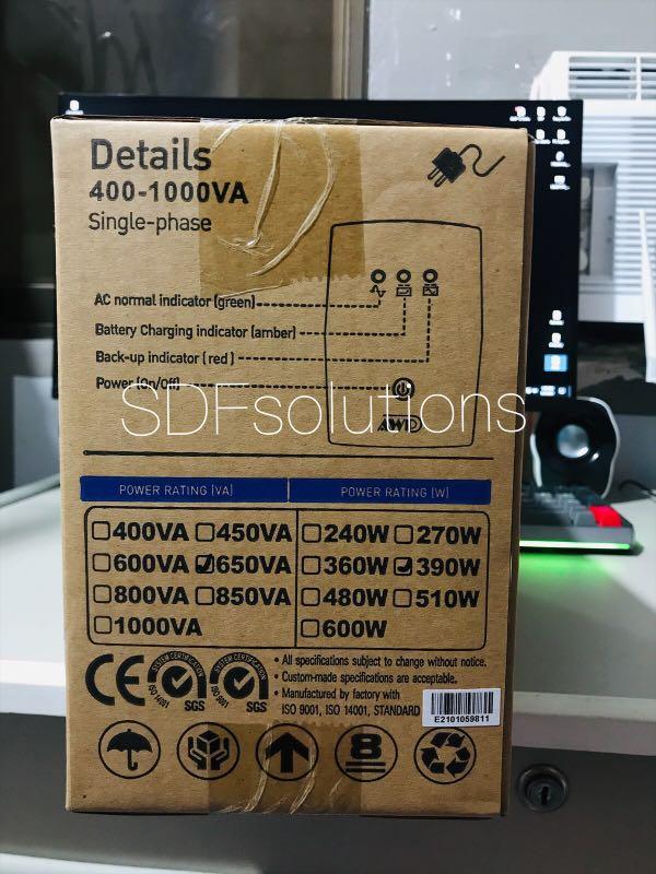 AWP (AID650) 650VA / 360W UPS, Computers & Tech, Office & Business ...