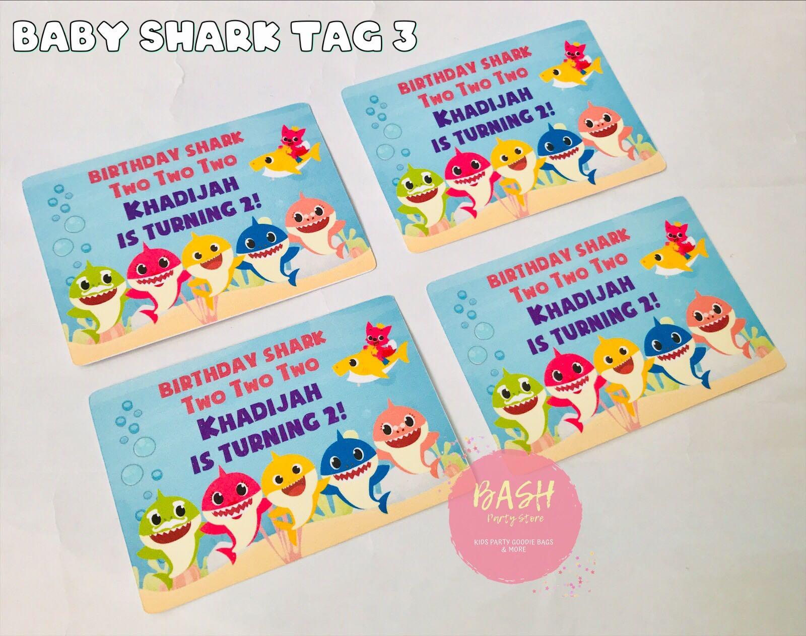 Baby Shark Customised Kids Birthday Handmade Thank You Tag Gift Goodie ...