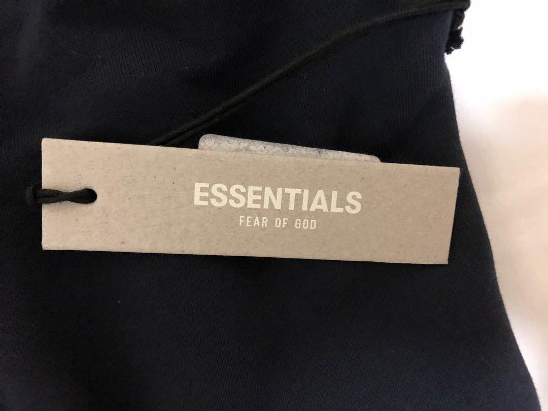 Brand New FOG ESSENTIALS Navy Logo Hoodie, Men's Fashion, Tops & Sets ...