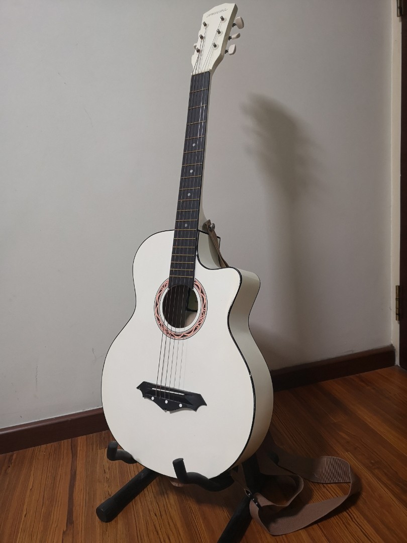 Acoustic Guitar white color, Hobbies & Toys, Music & Media, Musical ...