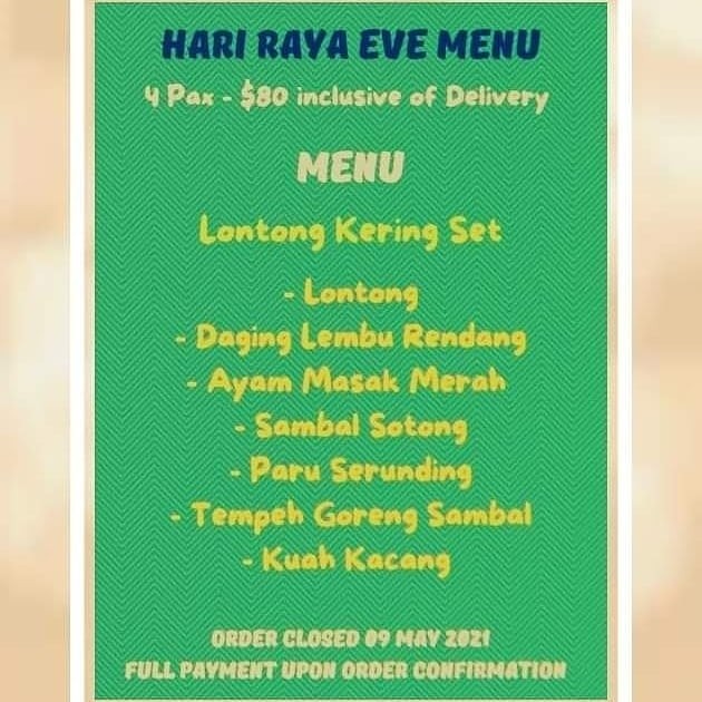 Hari Raya eve menu set, Food & Drinks, Local Eats on Carousell