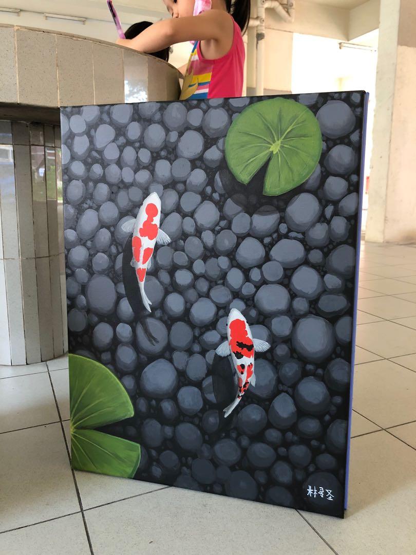 Koi Acrylic Painting, Hobbies & Toys, Stationery & Craft, Art & Prints ...