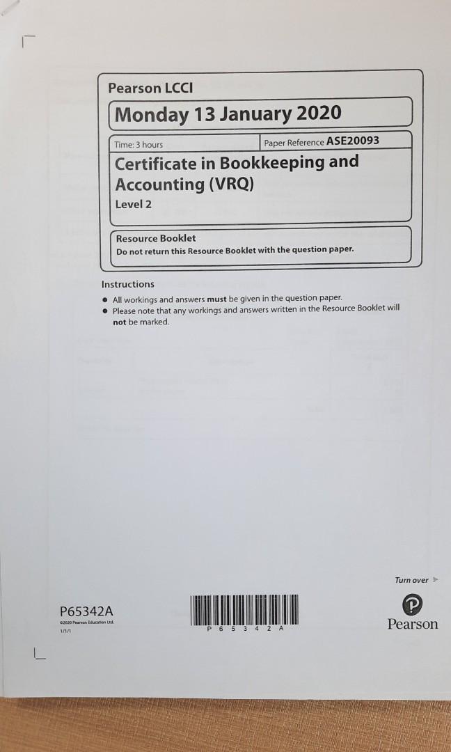 LCCI level 2 past paper 2020, 興趣及遊戲, 書本 & 文具, 教科書 - Carousell