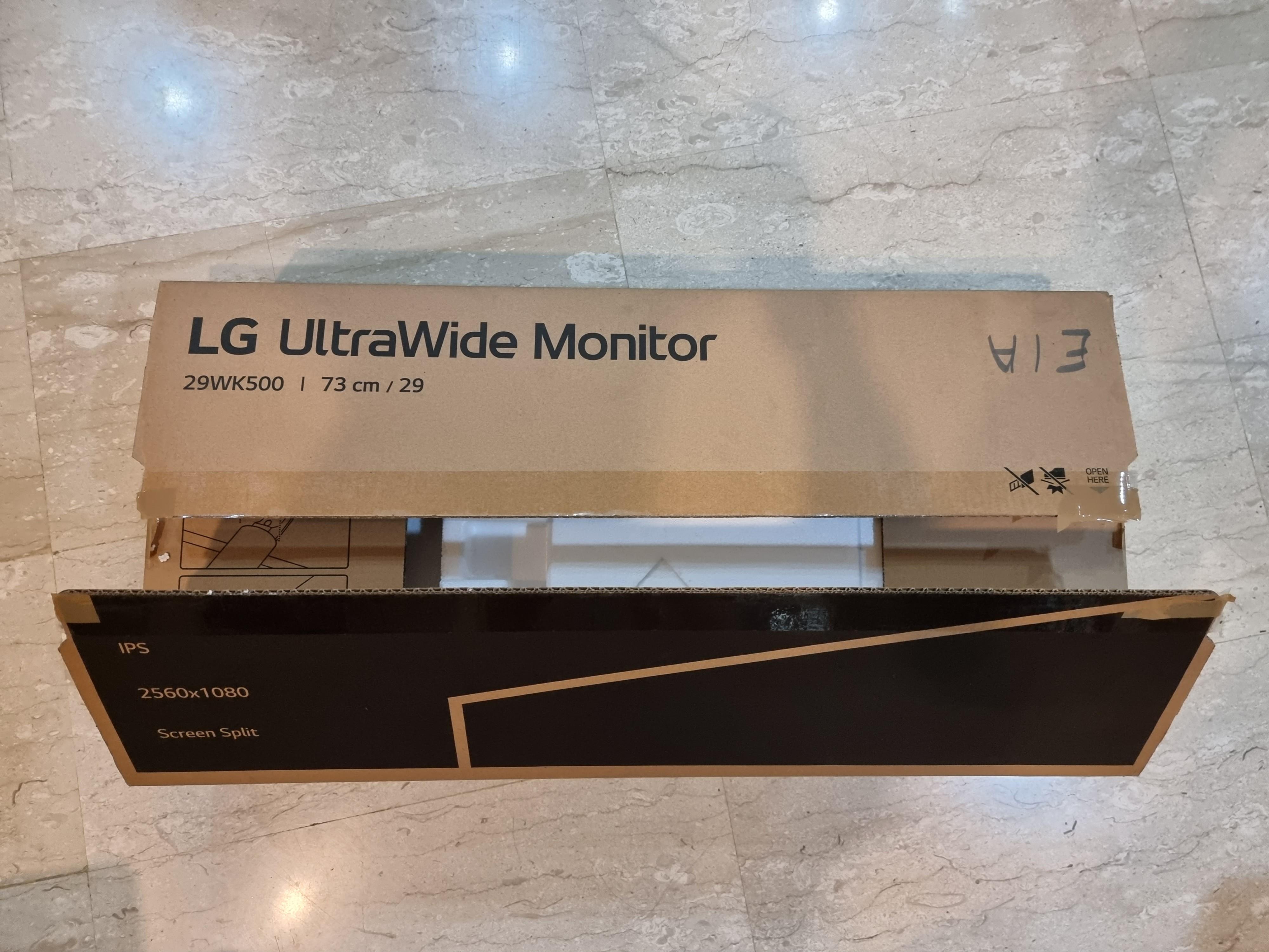 LG ultrawide monitor 29wk500 with original package, 21:9, gaming ...