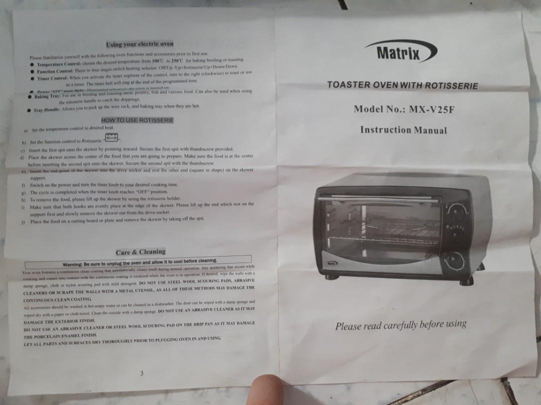 Matrix Toaster Oven with Rotisserie MX-V25F, TV & Home Appliances ...