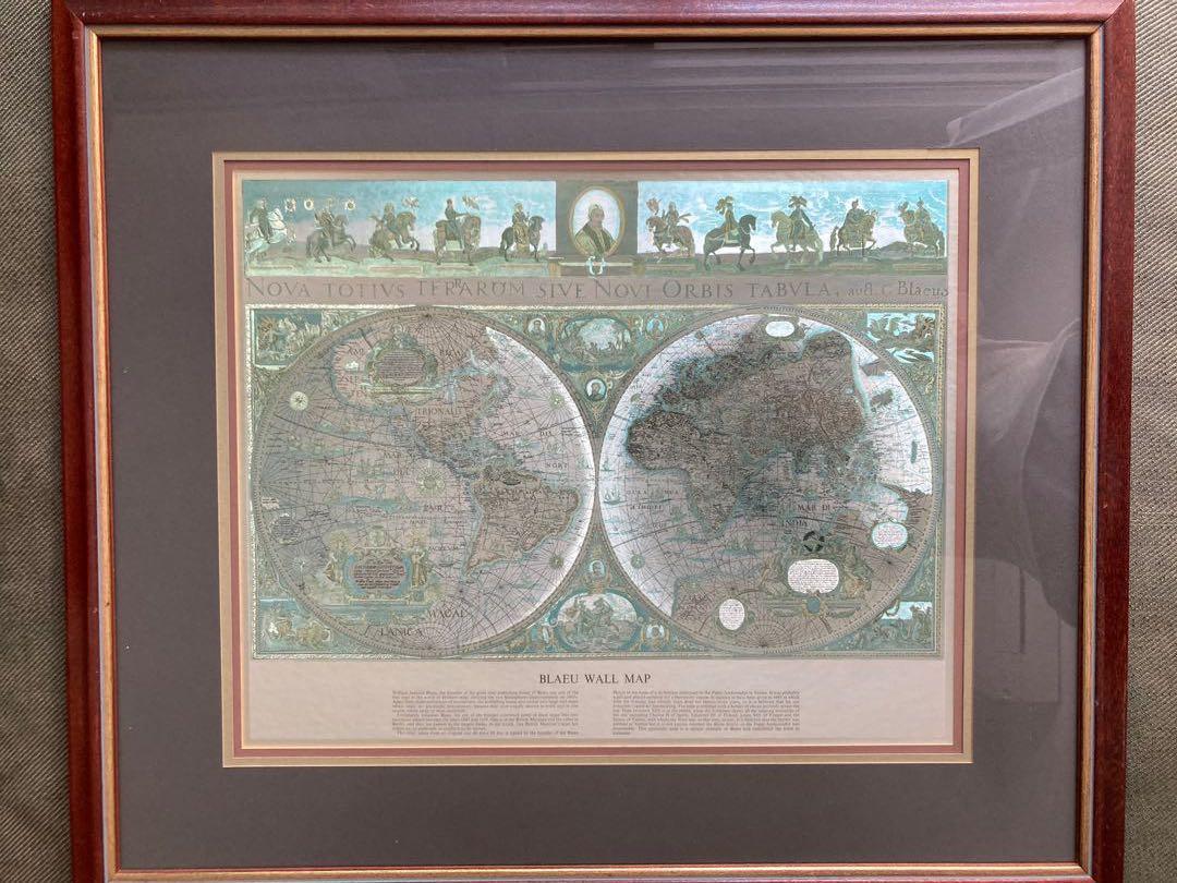 Replica world map (1605) showing 2 hemispheres, Hobbies & Toys ...