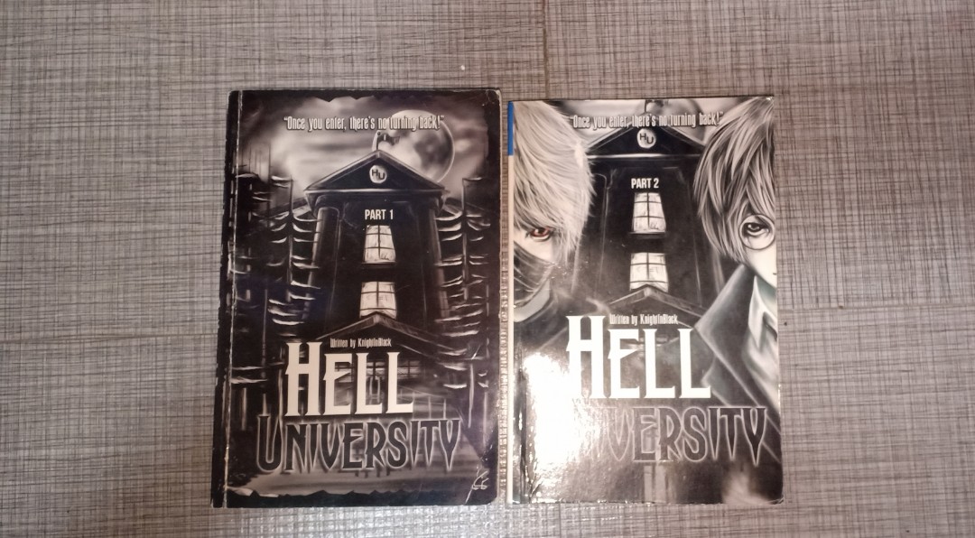 Signed Hell University book part 1 and 2, Hobbies & Toys, Books ...