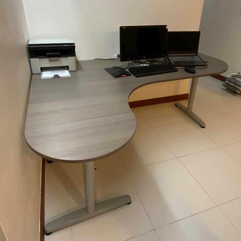 Ikea Office Desk (Adjustable L Shape), Furniture & Home Living ...