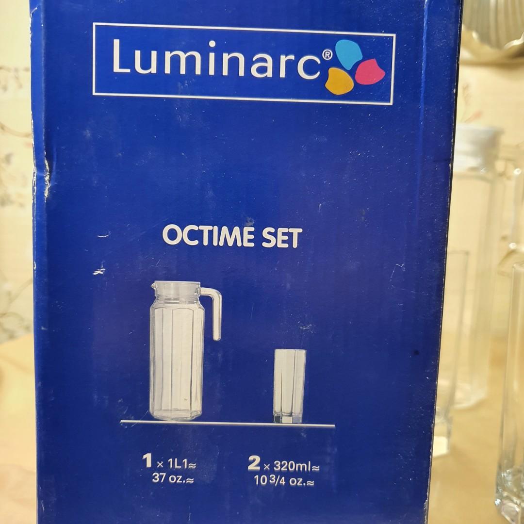 LUMINARC OCTIME SET - 1L PITCHER & 2 x 320ml drinking glass, Furniture ...