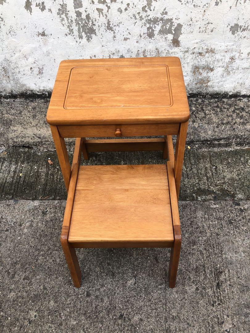 Wooden step ladder/side bed table, Furniture & Home Living, Furniture ...