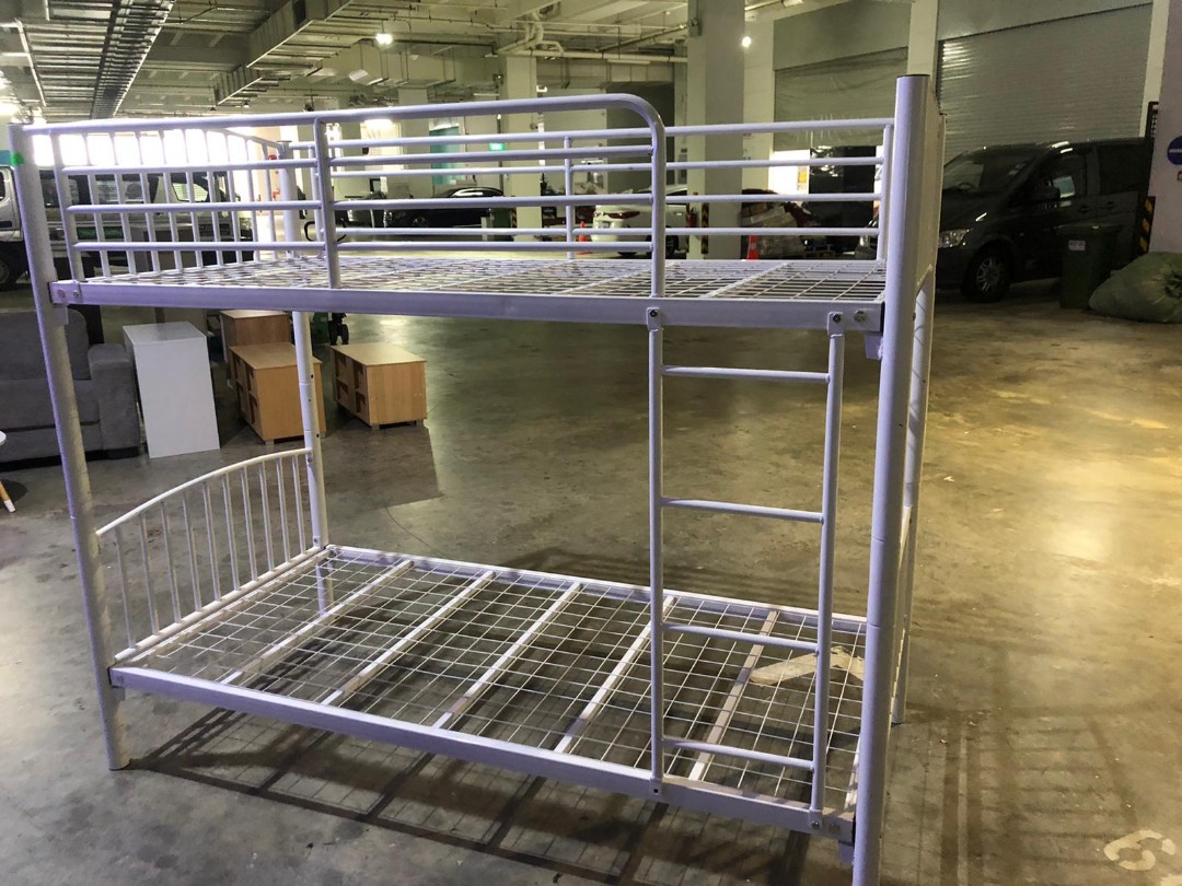 BUTLER Double Deck Metal Bunk Bed in WHITE, Furniture & Home Living ...