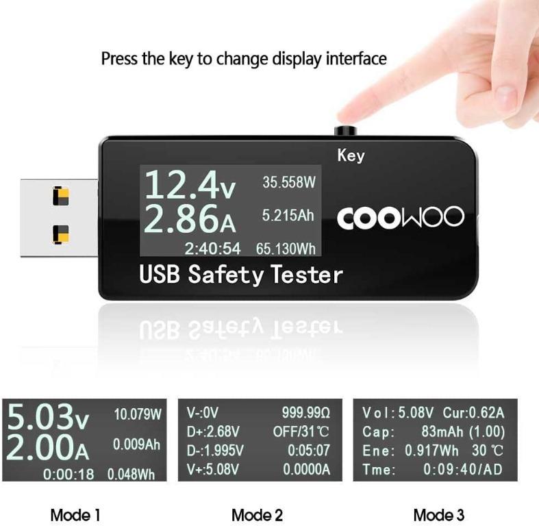 Coowoo USB Current Detector Tester Mini USB2.0 Voltage Charging ...