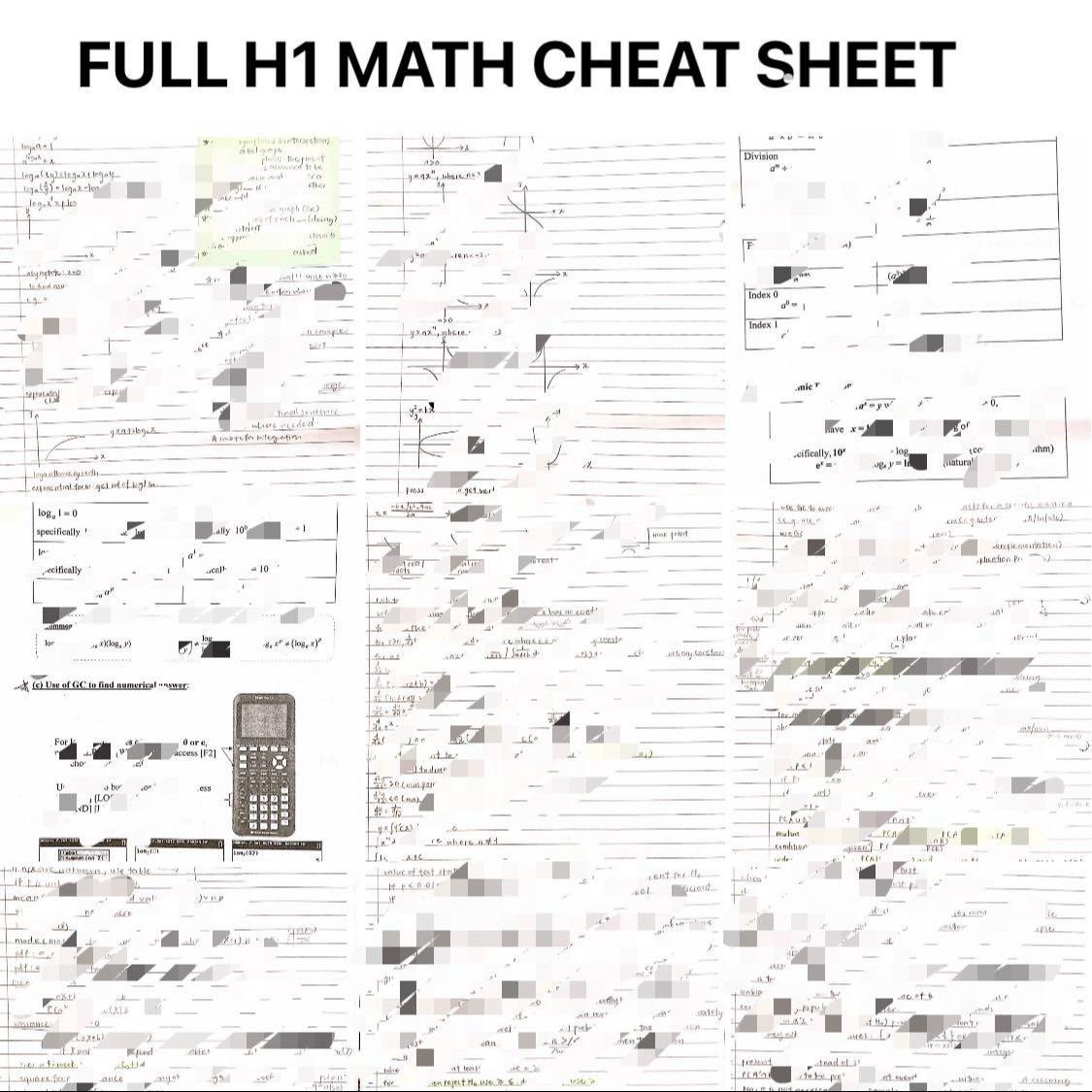 FULL H1 MATH mathematics cheat sheet notes for jc junior college maths ...