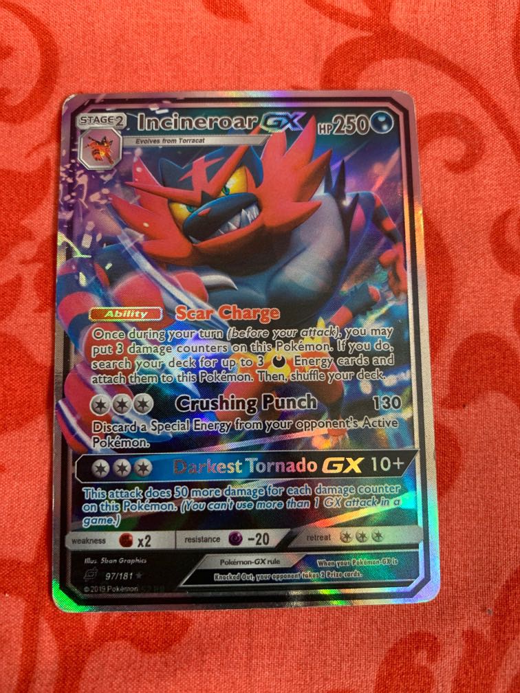 Incineroar Pokemon TCG, Hobbies & Toys, Toys & Games on Carousell
