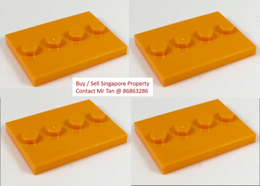 LEGO ORANGE BASEPLATE TILE 3X4 4 STUDS MINIFIGURES MINIFIG STAND BASE ...