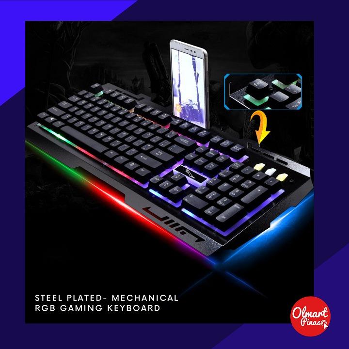 Mechanical Keyboard with Phone Holder and Gaming Mouse Set Suspension ...