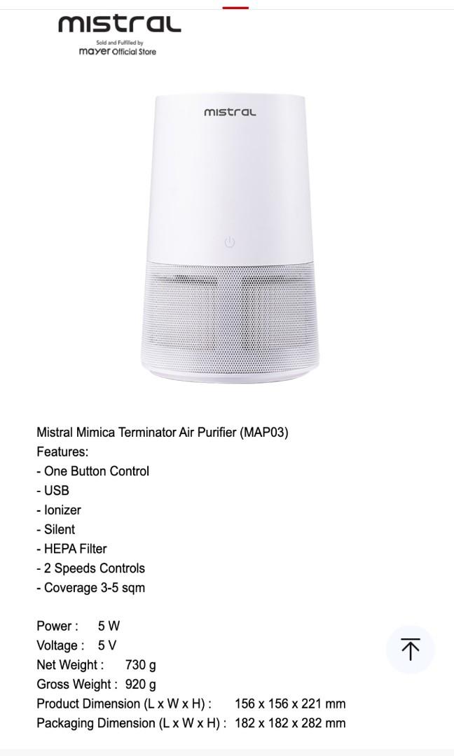 Mistral Map03 air purifier terminator, TV & Home Appliances, Air ...