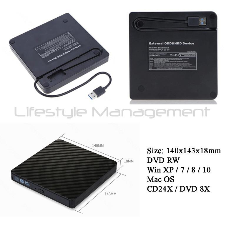 Notebook Laptop Desktop External Portable DVD RW CDRW Read Write Drive ...