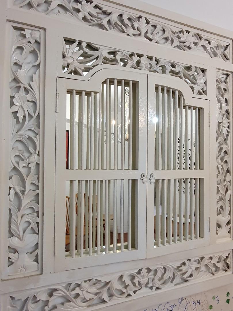 Rustic Balinese / Peranakan Window Wooden mirror, Furniture & Home ...