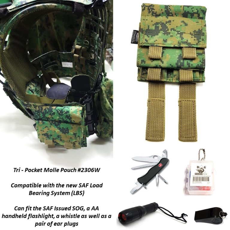 Tri-pocket IBA LBV Pouch For ARMY Flashlight, Camou Paint Face ...