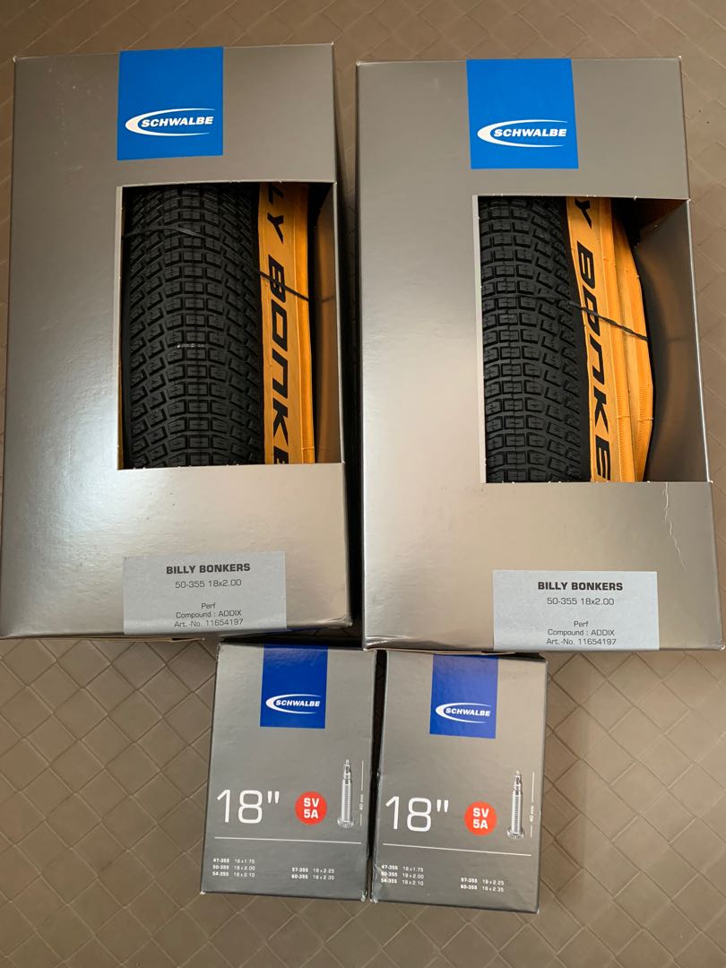 Schwalbe 18 inch Billy Bonkers Tyres for Birdy GT, Sports Equipment, Bicycles & Parts, Bicycles ...